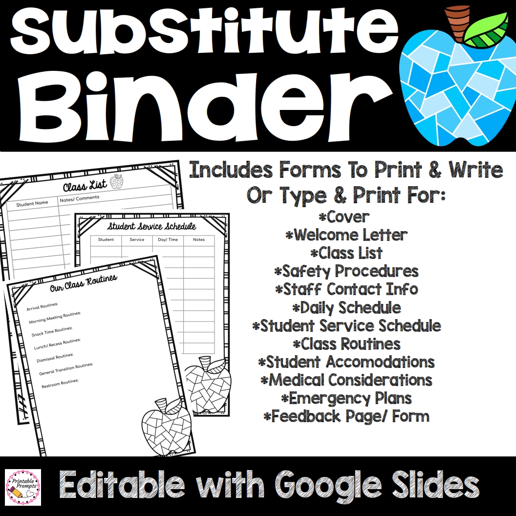 Substitute Binder Templates Editable
